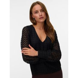 V&eacute;ro Moda Vero Moda Damen Langarmshirt &raquo;VMBECCA LS V-NECK LACE TOP JRS NOOS&laquo; schwarz L
