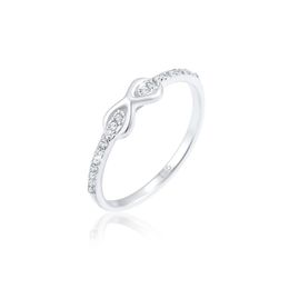 Elli Damen Fingerring &raquo;Infinity Glas Kristalle Wei&szlig; 925 Sterling Silber&laquo; silber