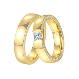 DOOSTI Unisex DOOSTI Trauring &raquo;Schmuck Geschenk Edelstahl Trauring Ehering Partnerring LIEBE&laquo; wahlweise mit oder ohne Zirkonia gold