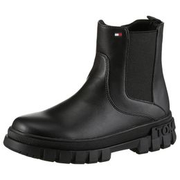 Tommy Hilfiger M&auml;dchen Chelseaboots Chunky Boots mit Innenrei&szlig;verschluss schwarz 32