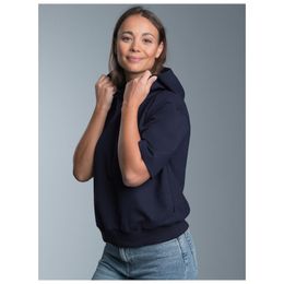 TRIGEMA Damen Kapuzensweatshirt &raquo;TRIGEMA Kurzarm Cropped Hoodie&laquo; blau M
