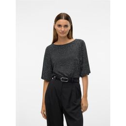 V&eacute;ro Moda Vero Moda Damen Rundhalsshirt &raquo;VMKANVA 2/4 GLITTER TOP JRS&laquo; mit Glitzereffekt silber S (36)