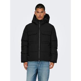 Only & Sons Only & Sons Herren ONLY & SONS Steppjacke &raquo;ONSELIJAH PCKT. HOOD JACKET OTW NOOS&laquo; mit Kapuze schwarz L