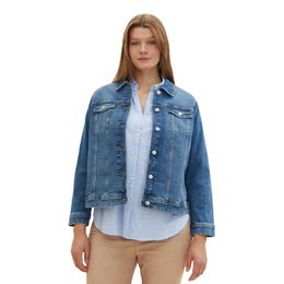 Tom Tailor Plus Damen Tom Tailor PLUS Jeansjacke ohne Kapuze mit Knopfleiste und Stretch blau 50