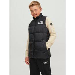 Jack & Jones Jack & Jones Junior Herren Steppweste &raquo;JJETOBY einfach kombinierbar, gef&uuml;ttert, stylisch&laquo; colorblocking, casual, regular fit, Stehkragen schwarz 128