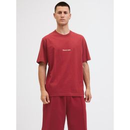 Jack & Jones Jack & Jones Herren Kurzarmshirt &raquo;JORNORREBRO EMB TEE SS CREW NECK NOOS&laquo; mit Logo Print rot XS