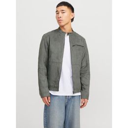 Jack & Jones Jack & Jones Herren Bikerjacke &raquo;JJEDYLAN mit wasserabweisender Funktion&laquo; ohne Kapuze unifarben, modisch, regular fit, Polyester gr&uuml;n XXL