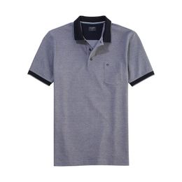 OLYMP Herren OLYMP Poloshirt &raquo;Casual&laquo; Two-Tone Piqu&eacute;, Seitenschlitzen im Saum blau S