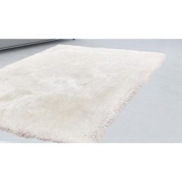 Kayoom Hochflor-Teppich &raquo;Cosy&laquo; rechteckig 80 mm H&ouml;he Besonders weiche Microfaser, dichter hochwertiger Langflor, Wohnzimmer wei&szlig; Kunstfaser