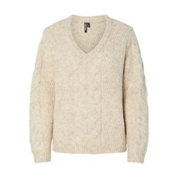 Pieces Damen Pieces Strickpullover &raquo;PCNINA LS V-NECK KNIT NOOS BC&laquo; beige XL