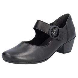 Rieker Damen Spangenpumps , Festtagsschuh, Pumps, Trichterabsatz, mit Klettriemchen schwarz 39