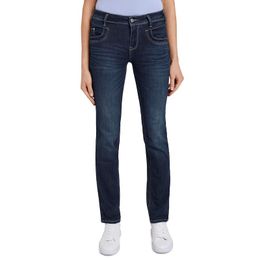 Tom Tailor Damen Tom Tailor Gerade Jeans &raquo;Alexa Straight&laquo; mit Kontrastn&auml;hten blau 32, L&auml;nge 32