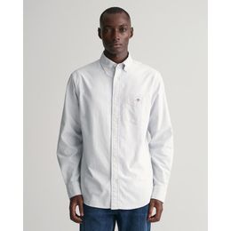 Gant Damen Langarmhemd &raquo;Regular Fit Oxford Hemd strukturiert langlebig dicker gestreift&laquo; mit dezenter Logostickerei blau S, N-Gr