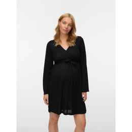 MAMALICIOUS Damen Umstandskleid &raquo;MLMAEVE TESS LS JRS DRESS 2F NOOS&laquo; Stilllage unter einem Wickeleffekt schwarz M, N-Gr