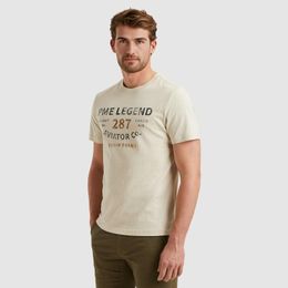 PME-Legend Pme Legend Herren PME LEGEND T-Shirt &raquo;Short sleeve r-neck open end jersey&laquo; mit Logo-Print beige M