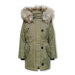 Kids Only M&auml;dchen KIDS Only Winterjacke &raquo;KOGIRIS FUR PARKA OTW&laquo; mit Kapuze mit elastischem Taillengummi gr&uuml;n 116