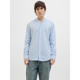 Jack & Jones Jack & Jones Herren Langarmhemd &raquo;JJEBREEZE BAND SHIRT LS SN&laquo; mit Bandkragen blau M, N-Gr