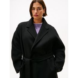 Tommy Hilfiger Curve Damen Kurzmantel &raquo;CRV DF WOOL REG BELTED MIDI COAT&laquo; in gro&szlig;en Gr&ouml;&szlig;en, aus reiner Wolle schwarz 52