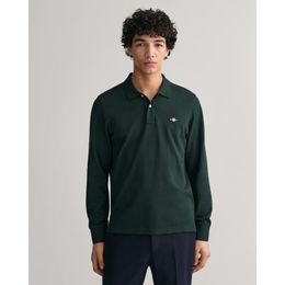 Gant Herren Poloshirt &raquo;REG SHIELD LS PIQUE RUGGER&laquo; mit Logotickerei auf der Brust gr&uuml;n M