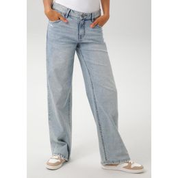 Aniston Casual Damen Aniston CASUAL Straight-Jeans mit trendig weitem Bein blau 44, N-Gr