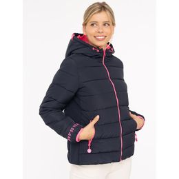 Zwillingsherz Damen Steppjacke &raquo;"Moin Moin"&laquo; mit Kapuze Kapuze, w&auml;rmend, Kontrastn&auml;hte blau S