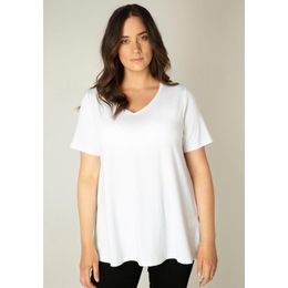 Base Level Curvy Damen T-Shirt &raquo;Alba&laquo; mit V-Ausschnitt wei&szlig; 52
