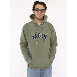 Zwillingsherz Damen Hoodie &raquo;"MOIN Classic"&laquo;, Kapuze mit Kordelzug, Tasche vorn, Stickerei gr&uuml;n M