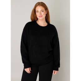 Base Level Curvy Damen Strickpullover &raquo;Yanara&laquo; mit Wolle und Elasthan schwarz 44