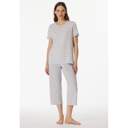 Schiesser Damen Schlafanzug &raquo;Casual Essentials&laquo; mit modisch umgeschlagenen &Auml;rmeln silber 42