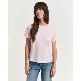 Gant Damen T-Shirt &raquo;REG TONAL SHIELD SS T-SHIRT&laquo; Rundhals, Ton in Ton Stickerei rot L
