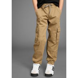 Kidsworld Jungen Kidsworld Cargohose &raquo;Pull-On Cargohose&laquo; mit modischem Bindeband beige 170, N-Gr