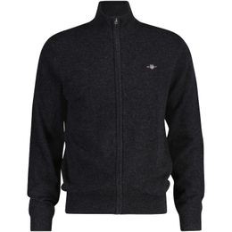 Gant Herren Strickjacke &raquo;EXTRAFINE LAMBSWOOL ZIP CARDIGAN&laquo; mit Logostickerei schwarz 3XL