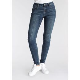 Arizona Damen Skinny-fit-Jeans &raquo;Ultra-Stretch, sehr bequem, gut zu kombinieren&laquo; extra-eng geschnittene Beinform, normale Leibh&ouml;he blau 48, N-Gr