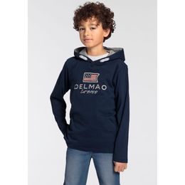 Delmao Jungen DELMAO Kapuzenshirt &raquo;f&uuml;r Jungen&laquo; Langarm, Basic-Passform, bedruckt, aus Baumwolle blau 176/182