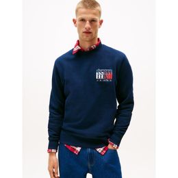 Tommy Jeans Herren Sweatshirt &raquo;TJM RWB FLAG&laquo;, Rundhals, regular fit, Print, Rippb&uuml;ndchen blau XXL