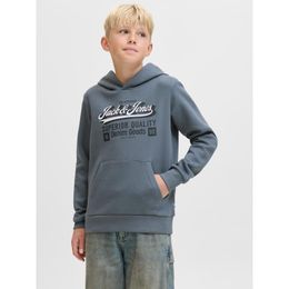 Jack & Jones Jack & Jones Junior Jungen Kapuzensweatshirt &raquo;JJELOGO SWEAT HOOD 2 COL AW25 NOOS JNR&laquo; grau 128