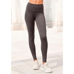 Lascana Damen Lascana Leggings mit breitem B&uuml;ndchen, Loungewear braun 32/34, N-Gr
