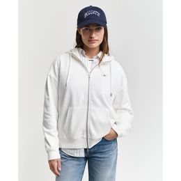 Gant Damen Kapuzensweatjacke &raquo;SHIELD ZIP HOODIE&laquo; Grafische Gant-Stickerei auf der Brust wei&szlig; S
