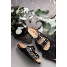 Aniston Shoes Damen Aniston SHOES Pantolette , Sommerschuh, Strandschuh, Nieten - NEUE KOLLEKTION schwarz 37