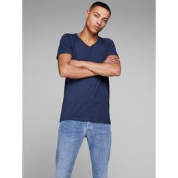 Jack & Jones Jack & Jones Herren T-Shirt &raquo;SLIM- FIT BASIC TEE V-NECK&laquo; mit V-Ausschnitt blau XS