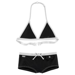 Buffalo M&auml;dchen Triangel-Bikini mit trendiger Hotpants schwarz-wei&szlig; 134/140, N-Gr