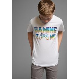 Kidsworld Jungen Kidsworld T-Shirt &raquo;GAMING ZONE&laquo; Kurzarm, Basic-Passform, mit Foliendruck wei&szlig; 176/182
