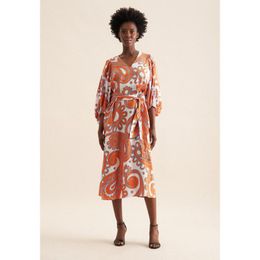 Seidensticker Damen Seidensticker Sommerkleid &raquo;Schwarze Rose&laquo; 3/4 V-Neck Paisley orange 3XL (46), Normalgr&ouml;&szlig;en