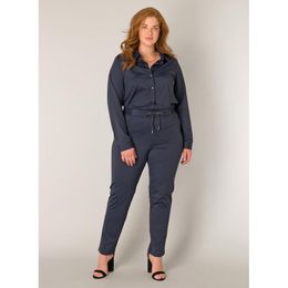 Base Level Curvy Damen Stoffhose &raquo;Liana&laquo; Sommerhose mit Stretch und Kordelzug, im Jeggings-Style blau 50, L&auml;nge 32