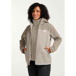 Jack Wolfskin Damen 3-in-1-Funktionsjacke &raquo;WILD PLACES 3IN1 JKT W&laquo; mit Kapuze beige L (42/44)