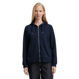 Tom Tailor Damen Tom Tailor Kapuzensweatjacke mit Viskose und Stretch wei&szlig; XS