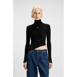 Hugo Blue Damen HUGO Blue Rollkragenpullover &raquo;Somyna&laquo; Slim Fit, mit asymmetrischem Saum schwarz L