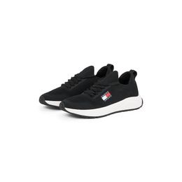 Tommy Jeans Herren Slip-On Sneaker &raquo;TJM RUNNER KNTITTED&laquo; , Freizeitschuh, Halbschuh, Schlipper mit aufgesetzter Schn&uuml;rung schwarz 44