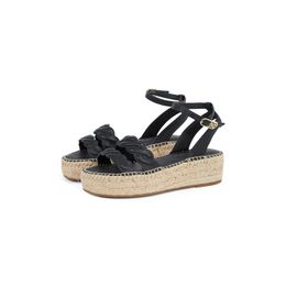 Tommy Hilfiger Damen Keilsandalette &raquo;LEATHER ROPE REAL ESPAD SANDAL&laquo; , Plateau, Sommerschuh, Riemchensandale mit verstellbarer Schnalle schwarz 39