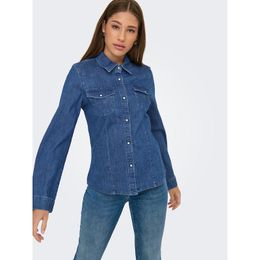 Only Damen Only Jeansbluse &raquo;ONLSASIA L/S RHINESTONE DNM SHIRT AKM&laquo; blau M